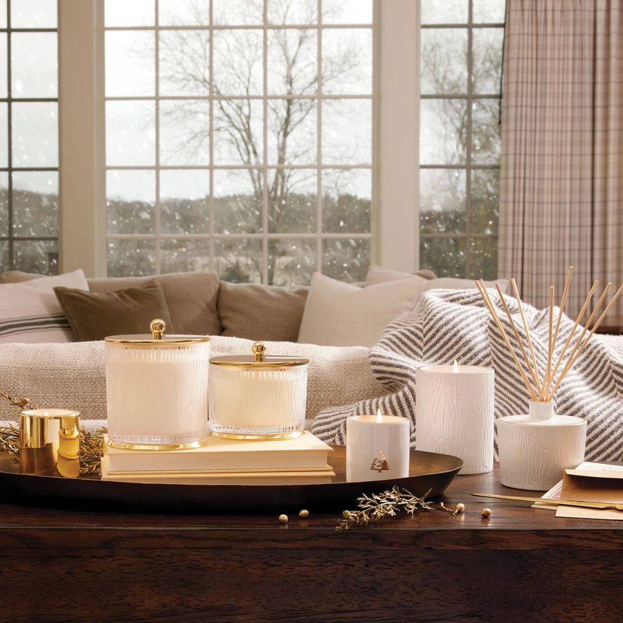 Frasier Fir Large Frosted Wood Grain Candle | Thymes