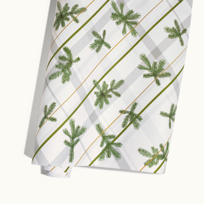 Frasier Fir Frosted Plaid Wrapping Paper, 2 pack | Thymes